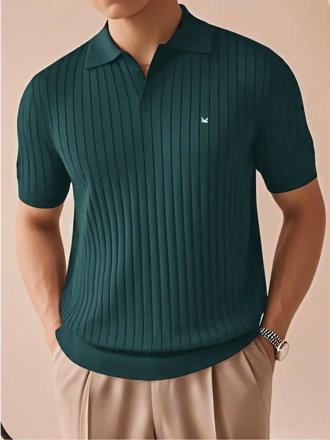 Seagreen Drop Needle Texture Series Cotton Polo – London Bridge